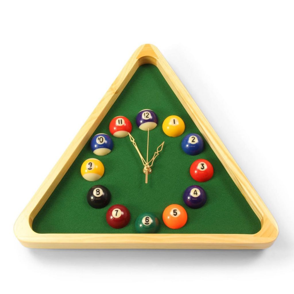 Triangle pool ball quartz wall clock 15″ – Bulldog Billiards UK