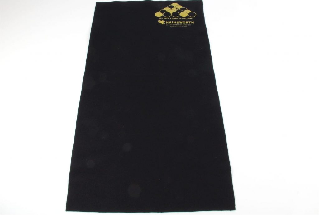 HAINSWORTH pool table racking cloth BLACK/GOLD printed BLACK BALL RULES ...