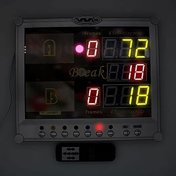 Electronic snooker scoreboard with remote control. Modern black glass ...